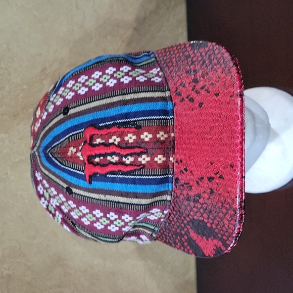 Accessories | Rare Monster Red Blue Snapback With Textured Bill | Poshmark